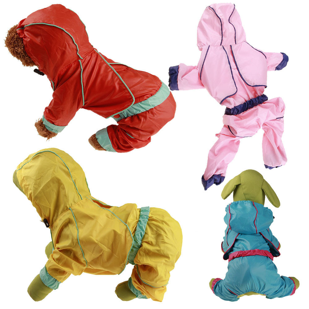 运动型小中大犬狗雨衣春夏四脚连体防水雨披带帽宠物服饰泰迪金毛