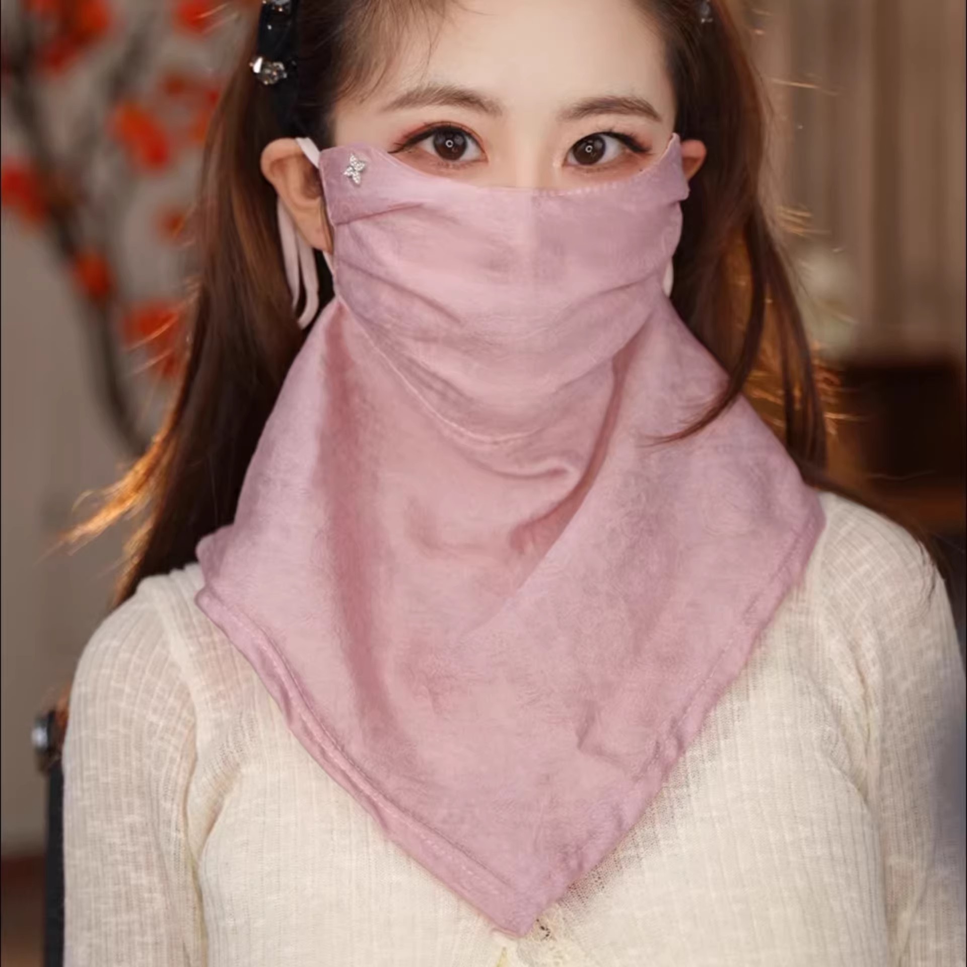冰丝防晒面罩面纱遮全脸款护颈女士口罩夏季遮阳面巾脖子围脖透气