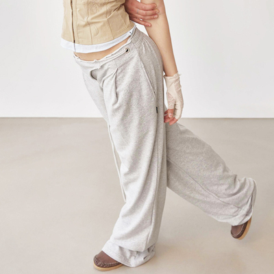 SCULPTOR25年夏设计感绑带运动裤卫裤女慵懒垂感拖地长裤宽松休闲