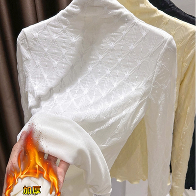 秋冬打底衫加加厚高领蕾丝修身洋气气质内搭网纱小衫保1226k