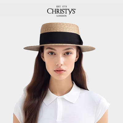 【夏季新品】Christys'百年皇室品牌 纯手工超细高等级麦平顶草帽