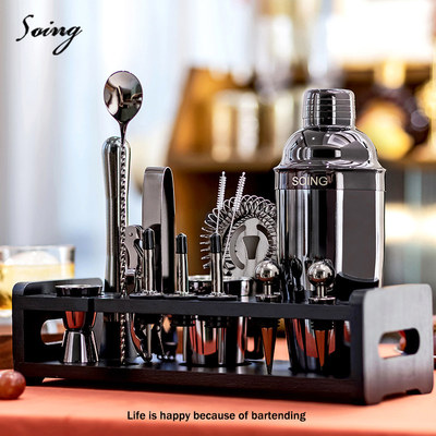 日本进口美式SOING品牌304调酒器套装雪克杯组合调酒工具鸡尾酒入