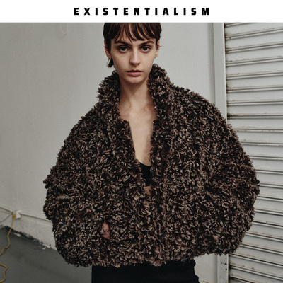 EXISTENTIALISM棕色仿毛夹克