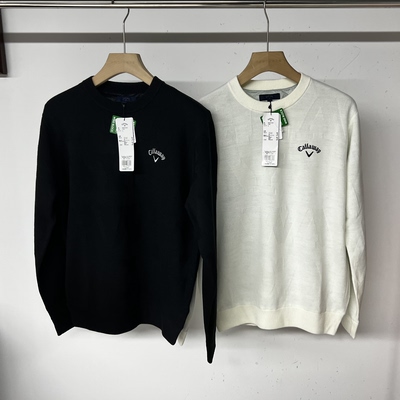 22142 出口余日单高尔夫球男士服装秋冬保暖双层防风圆领针织卫衣