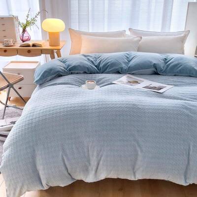 类冬季A双面加厚牛奶绒MRK被套单件纯色珊瑚短1毛绒被罩.8订m定做