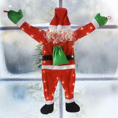LED Santa Climber, Light Up Wall Hanging Christmas Decor圣诞