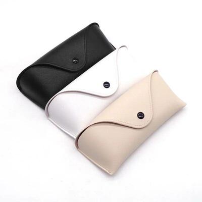 1pc Durable Leather Glasses Case Sunglasses Solid Color Pouc