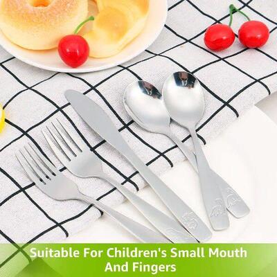 9Pcs Kids Silverware Set Stainless Steel Kids Fork Spoon