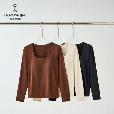 方领打底衫女保暖上衣