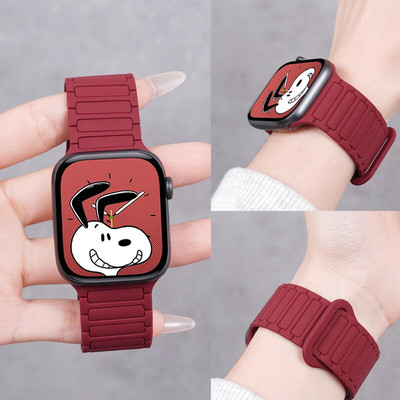 明星同款适用苹果手表iwatch11表带新款硅胶亲肤s10回环式s9强磁吸附s8/7时尚运动ultra工字款高级感se腕带女