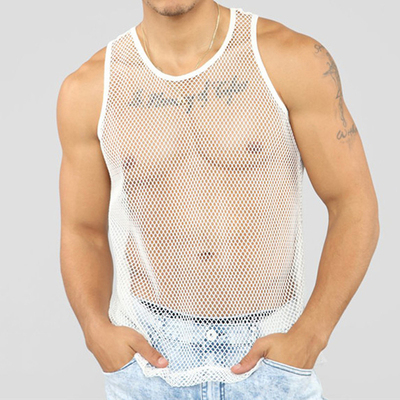 Mesh shirt gym training hollow-out vest网眼衬衫训练镂空背心