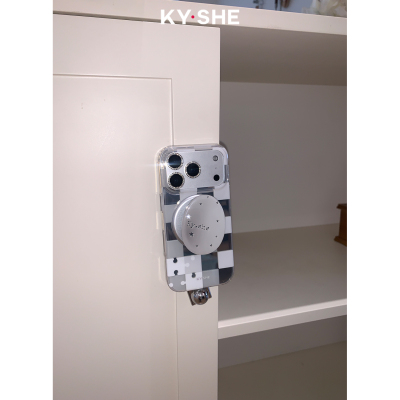 KYSHE时尚新款镜面格纹磁吸壳双层印花防摔Magsafe手机壳适用iPhone18/17/16promax透明边全包亮面保护壳