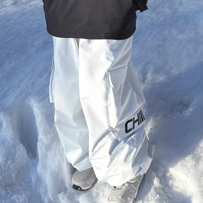 Ren刃川百搭黑白印花3L滑雪裤男款女款潮流单板双板加绒宽松休闲