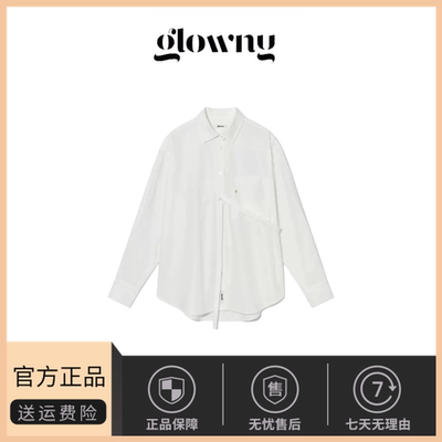 【现货】韩国glowny JENNIE同款浅蓝色系带纯色缎带衬衫宽松上衣