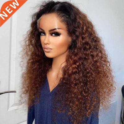 Curly Lace Front Human Hair Wigs Ombre Brown 13x4 Deep Wave