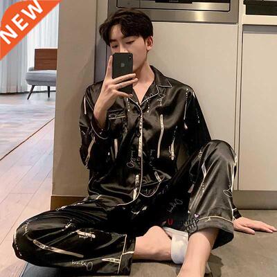 Men Silk Pajamas Trousers Suit Men Full Body Pajama Homewear