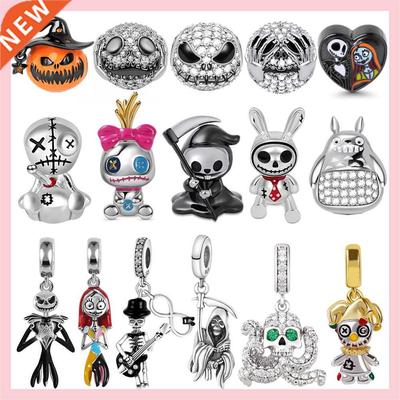 Silver Color Nightmare Bunny Charms Skull Skeleton Beads Fit