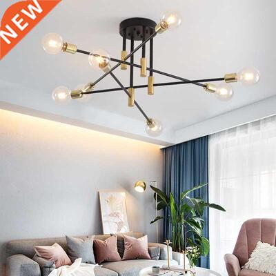 Modern Nordic E27 Black LED Ceiling Chandelier Edison Bulbs
