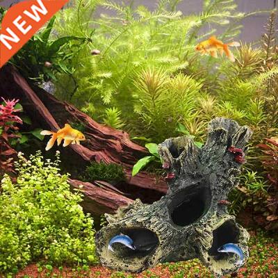 Resin Aquarium Ornaments Decor Artificial Barrel Cave