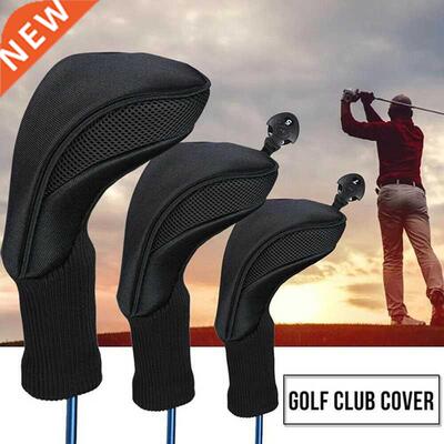 3pcs Long Neck Golf Club Head Covers Wood Driver Protect Hea