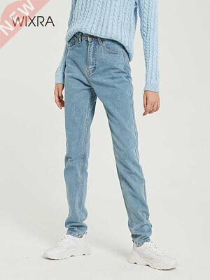 Wixra Basic Jeans Soft Pants Harem Female Straight All Match