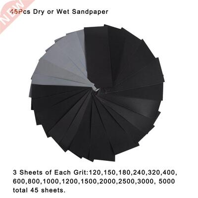 45 PCS 120 To 5000 Assorted Grit Sandpaper Finishing Metal