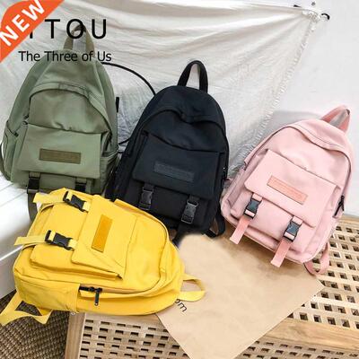 Fashion Solid Color Backpack Larger Capacity Design Laptop