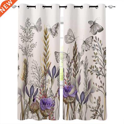 Feld Flowers and Butterfles Vntage Style Wndow Curtans