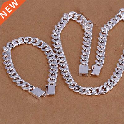 Hot new 925 sterling Silver classic 10MM Square Chain Bracel