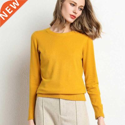 New Women Autumn Winter Clothes Solid Round Neck Sweater Ju