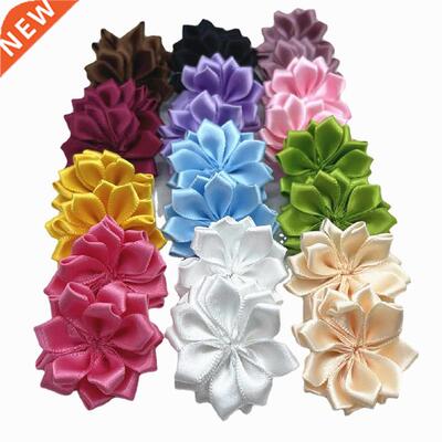 12Pcs 5mm Satin Ribbon Flowers with Multilayers Fabric