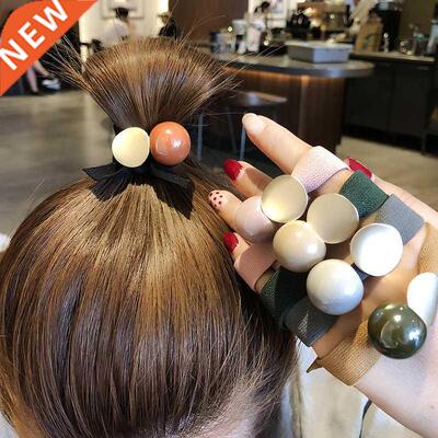 Korea Style Hair Ropes Cute Simple Width Color Metal Ball El