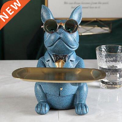 Desktop Decor Bulldog Shaped Storage Basket Resin Ornament