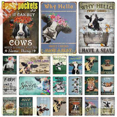 Vintage Cow Metal Warning Tin Sign Plaque Retro Poster for T