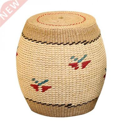 Rural straw embroidered pier sitting pier wooden pier round