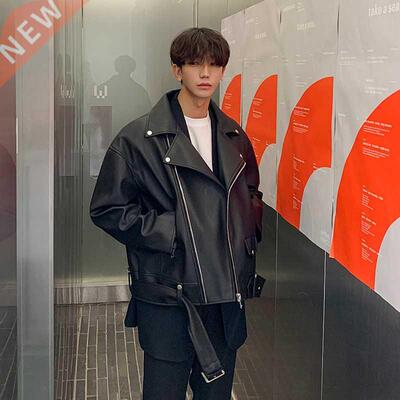 Locomotive pu leather jacket men's handsome zipper leather j