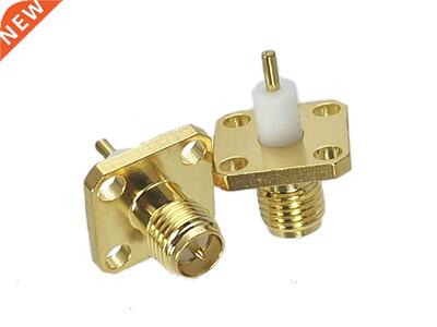 1Pcs Connector RP-SMA RPSMA Female Plug 4-holes Flange Solde