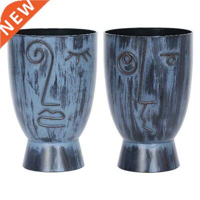 Human Face Flower Pot Iron Floral Display Planter for Patio