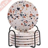 Coasters For Drinks,Absorbent Marble-Style Ceramic Coasters