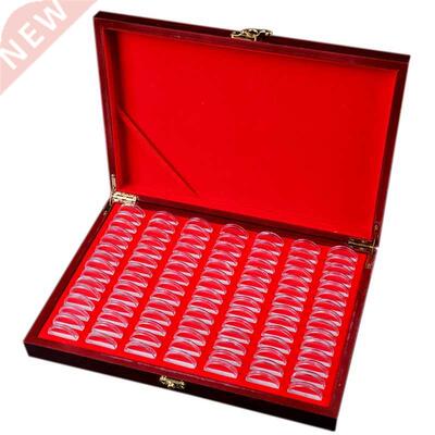 100Pcs Round Wood Coins Case Storage Holders Display Wooden