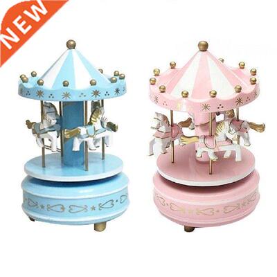Wooden Merry-Go-Round Carousel Music Box for Kids Toys