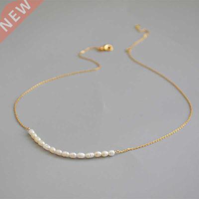 Brass With 18K Gold Natural Real Pearl Necklace Wowen Jewelr
