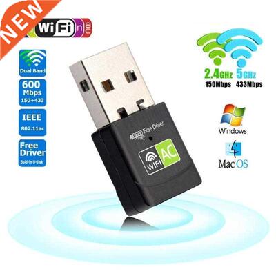 600Mbps USB WiFi Adapter 2.4GHz 5GHz WiFi Antenna PC Mini Wi