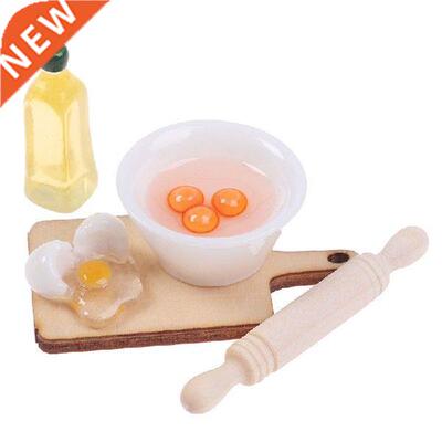 1:12 Dollhouse Miniature Rolling Pin Egg Bowl Olive Oil Set