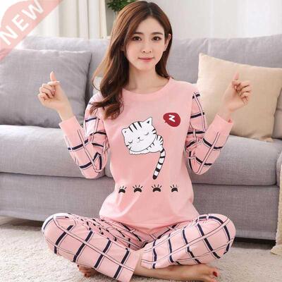 Autumn Thin 2pieces Pyjamas Set Women Sleepwear Lovely Home