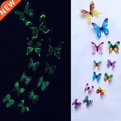 12pcs Lumnous Butterfly Decal Art Wall Stckers Room