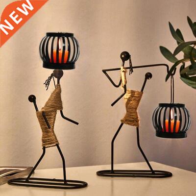 Metal Candlestick Vintage Abstract Character Sculpture Candl