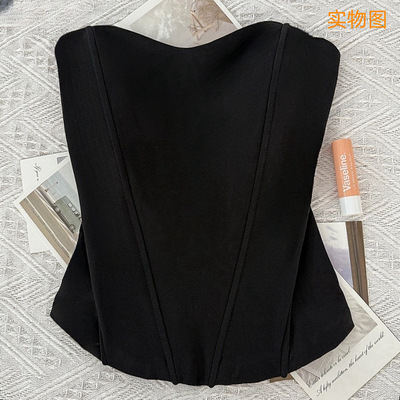 露肩束腰塑身后拉链款胸衣