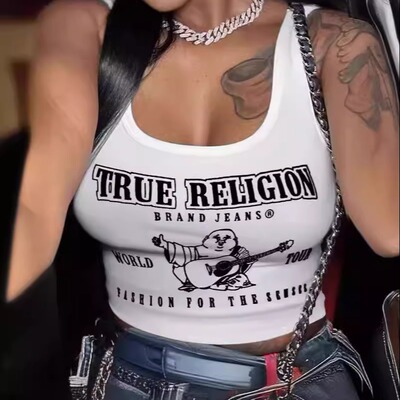 坑条字母印花性感小背心