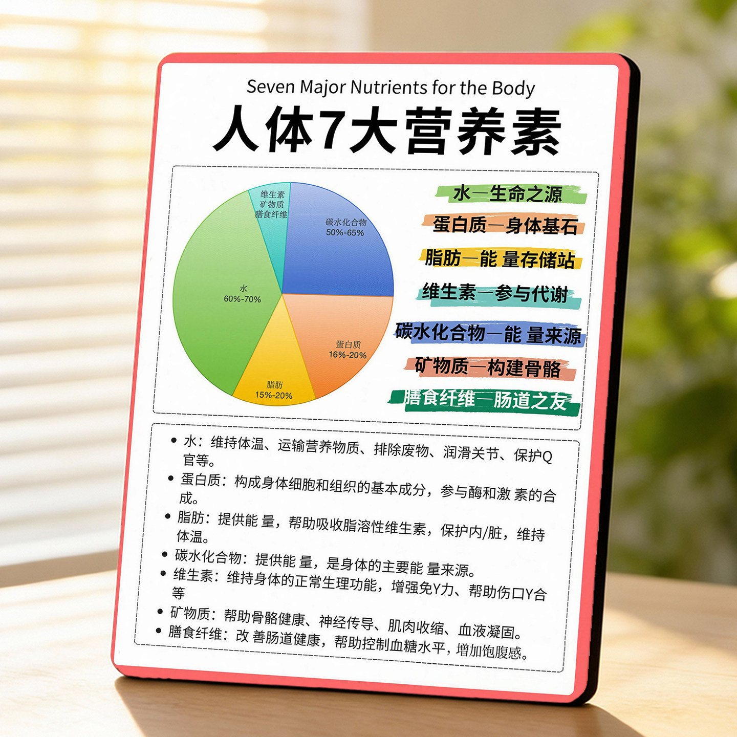 人体7大营养素美容院店内宣传桌面摆件